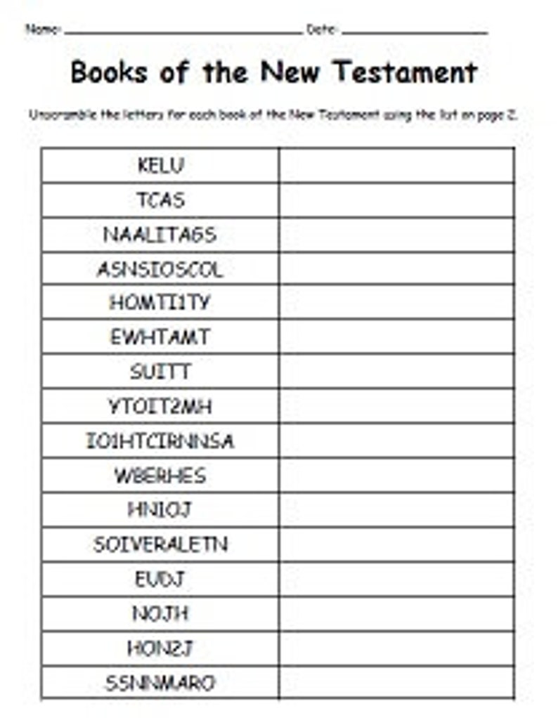 Books of the Bible Printable Activities Packet - Old and New Testament ...