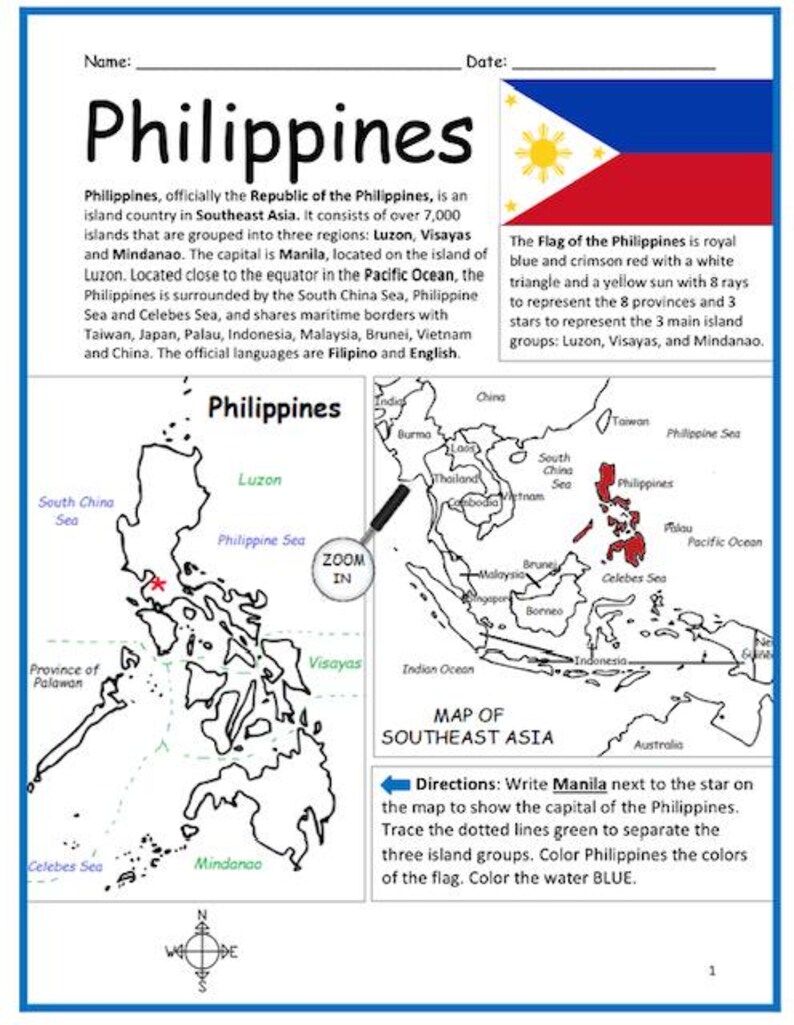 Countries of Asia Printable Worksheets Bundle - Etsy