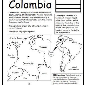 Countries of South America Printable Introductory Geography Worksheets ...