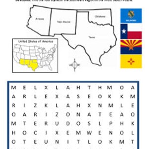 Regions of the United States Printable Map and Word Search Puzzle ...