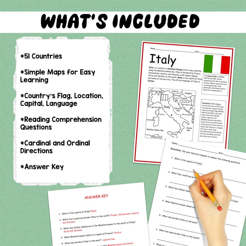 Countries of Europe Printable Worksheets Bundle - Etsy