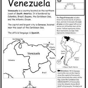 Countries of South America Printable Introductory Geography Worksheets ...