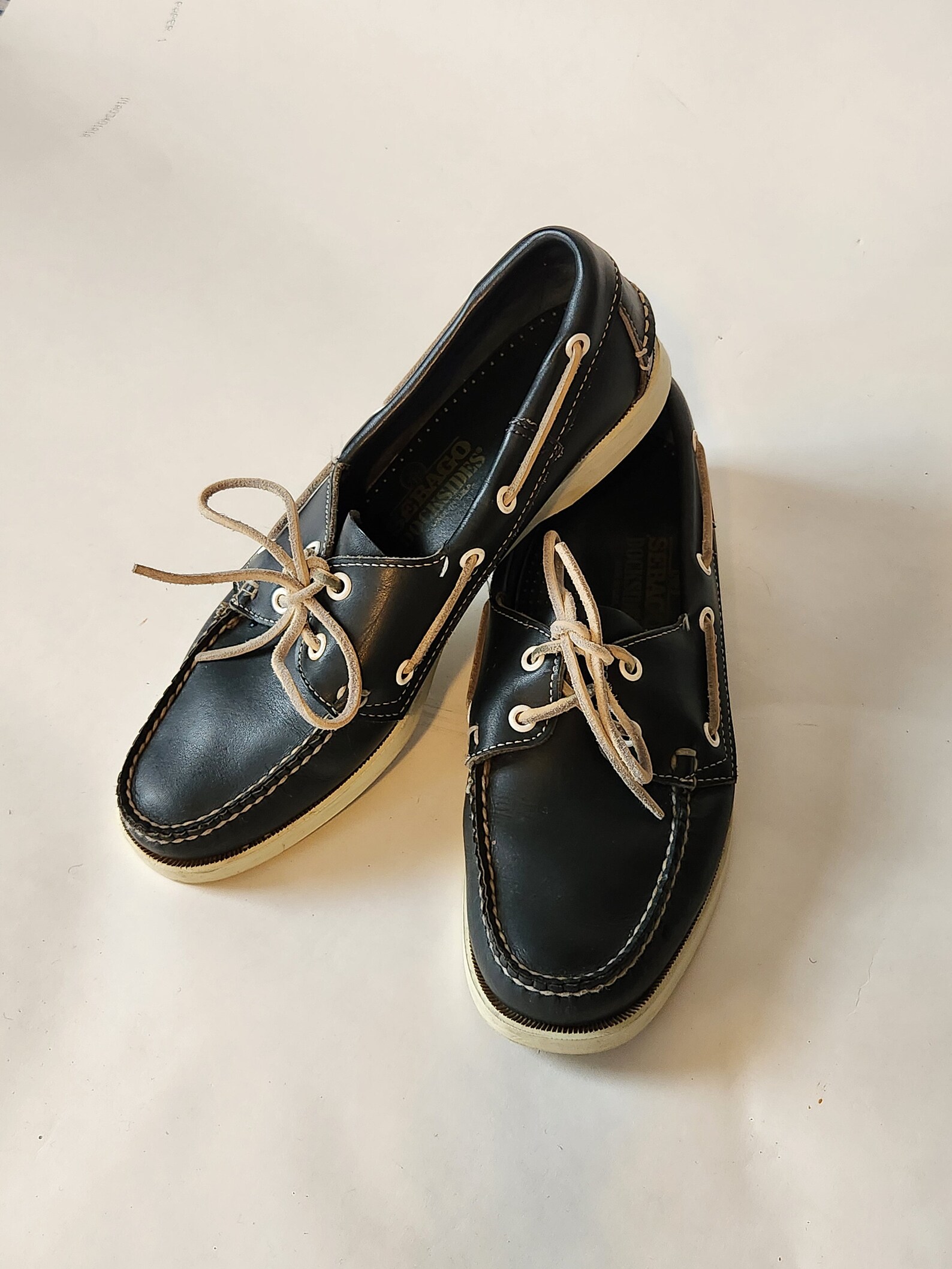 10 Mens 80s Sebago Docksiders, Very Dark Navy Blue Leather With White ...