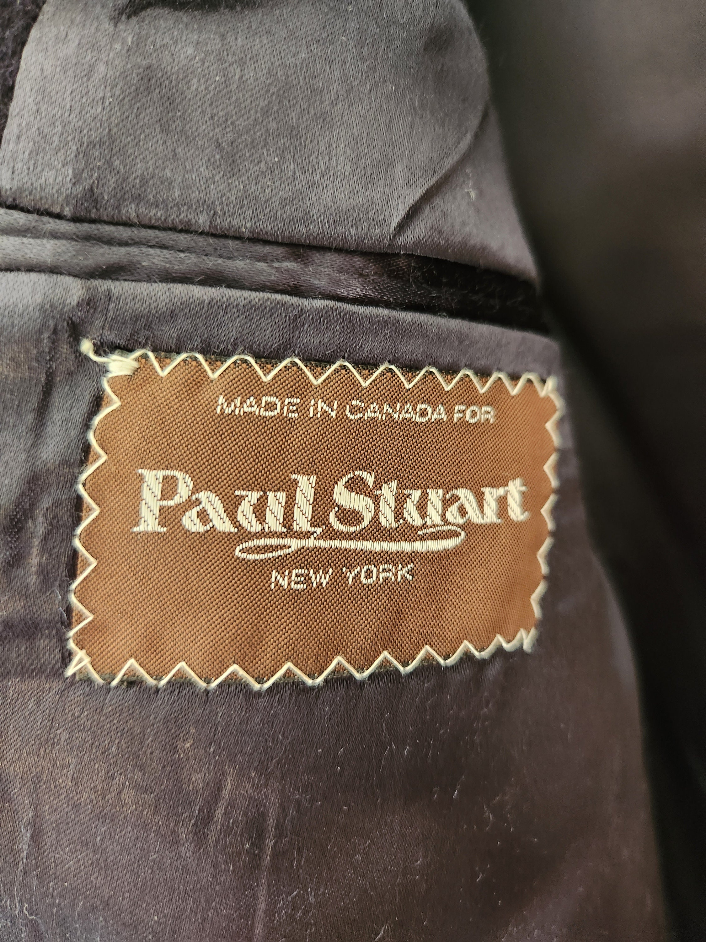 1980 Paul Stuart Mens Cashmere Overcoat With Fur Collar, Navy Color ...