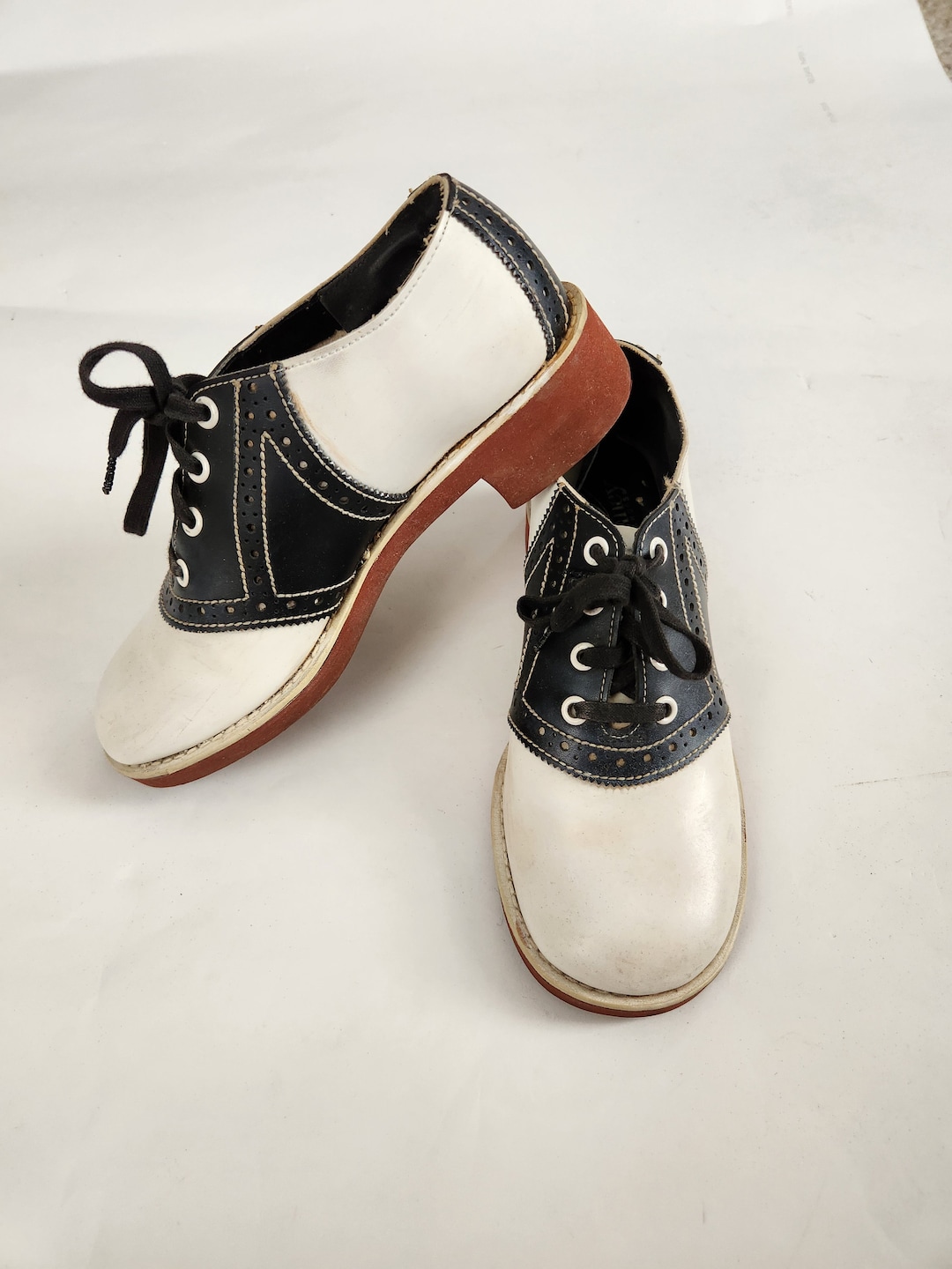 40s Saddle Shoes, Heeled, Size 6-7, White and Black, Cheerleader ...