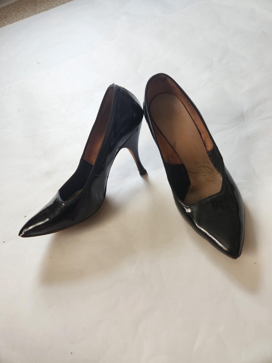 50s Stiletto Heels Black Patent Leather Size 5 - Etsy