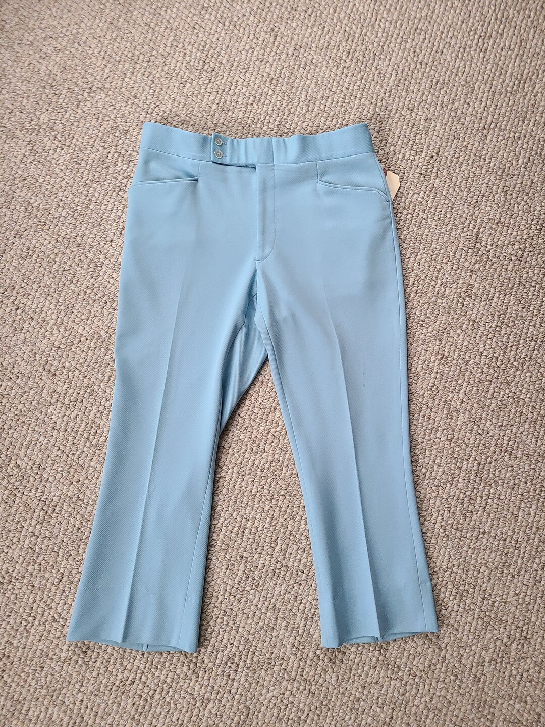 70s Pants, Mens Trousers, Light Blue With Striped Weave, 36x26 ...