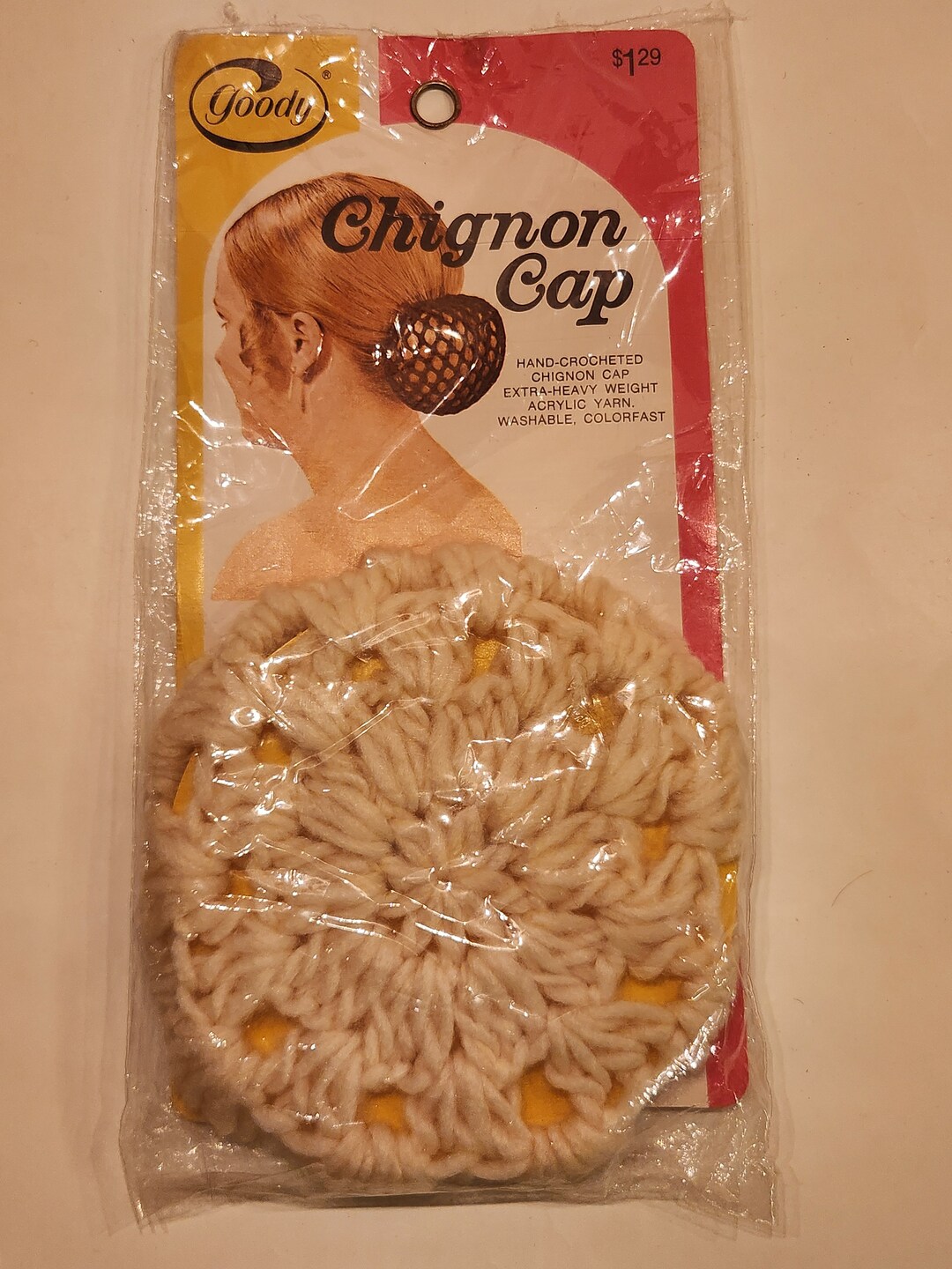 Vintage Chignon Cap in Original Package, Ivory, Hand Crocheted, Acrylic ...