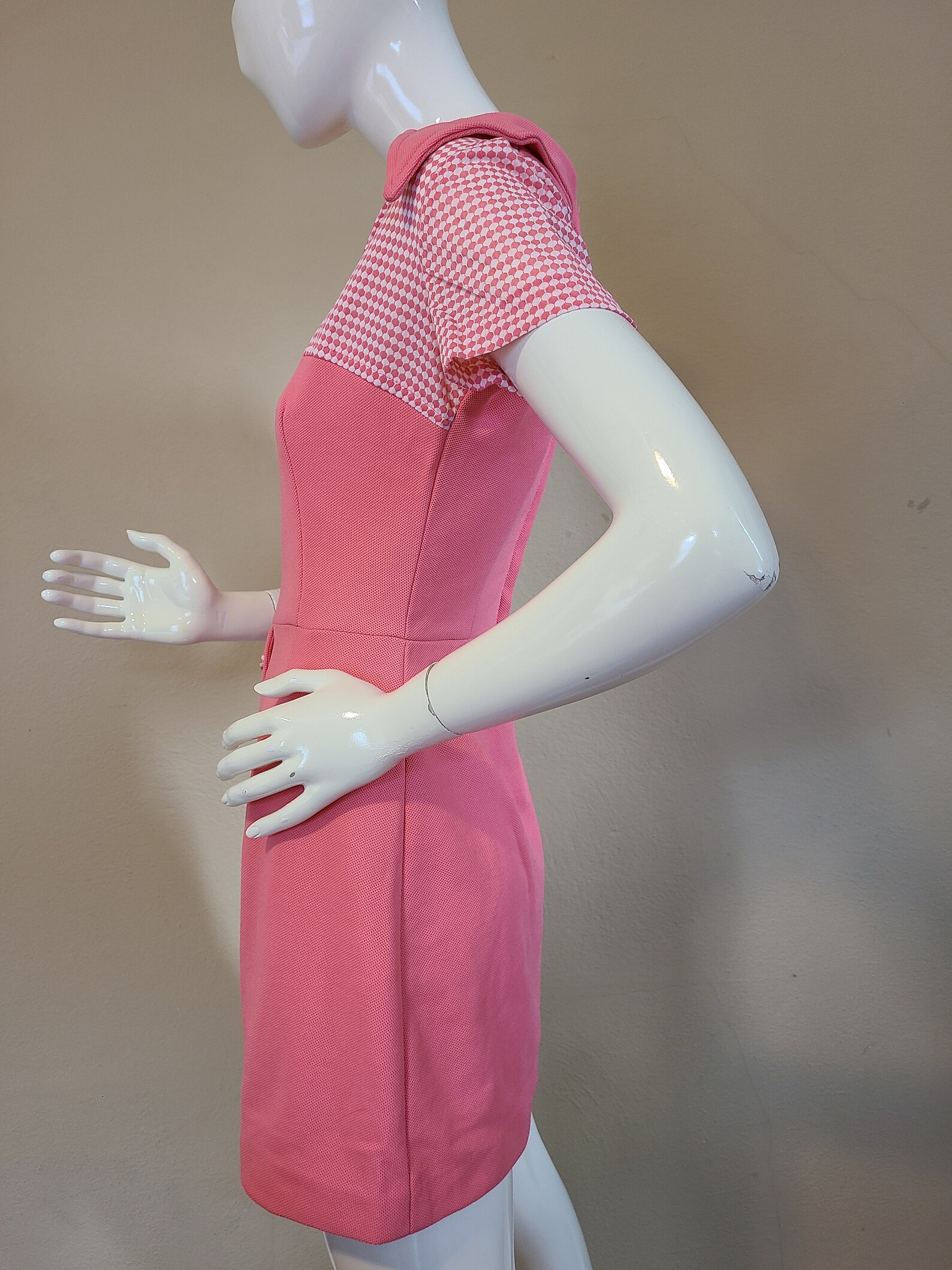 60s Mini Dress & Shorts, Gogo Dress, Pink Knit, Two Piece Dress With ...