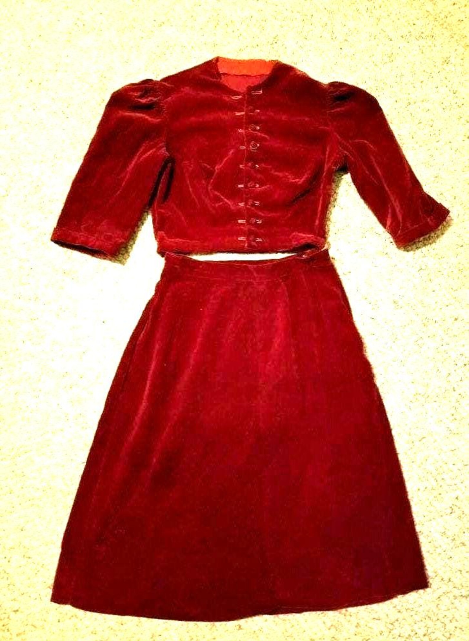 Vintage Velvet Girls Two Piece Dress Set, Victorian Style, Velveteen - Etsy