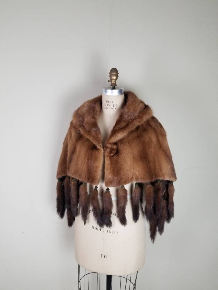 Mink Cape With Tails, Vintage Fur - Etsy