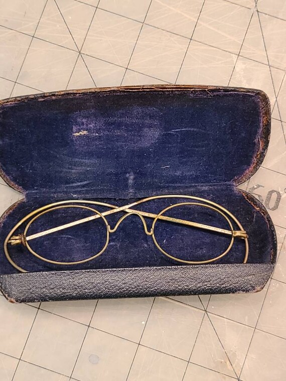Antique Wire Rimmed Glasses Ben Franklin Style 1800 Gem