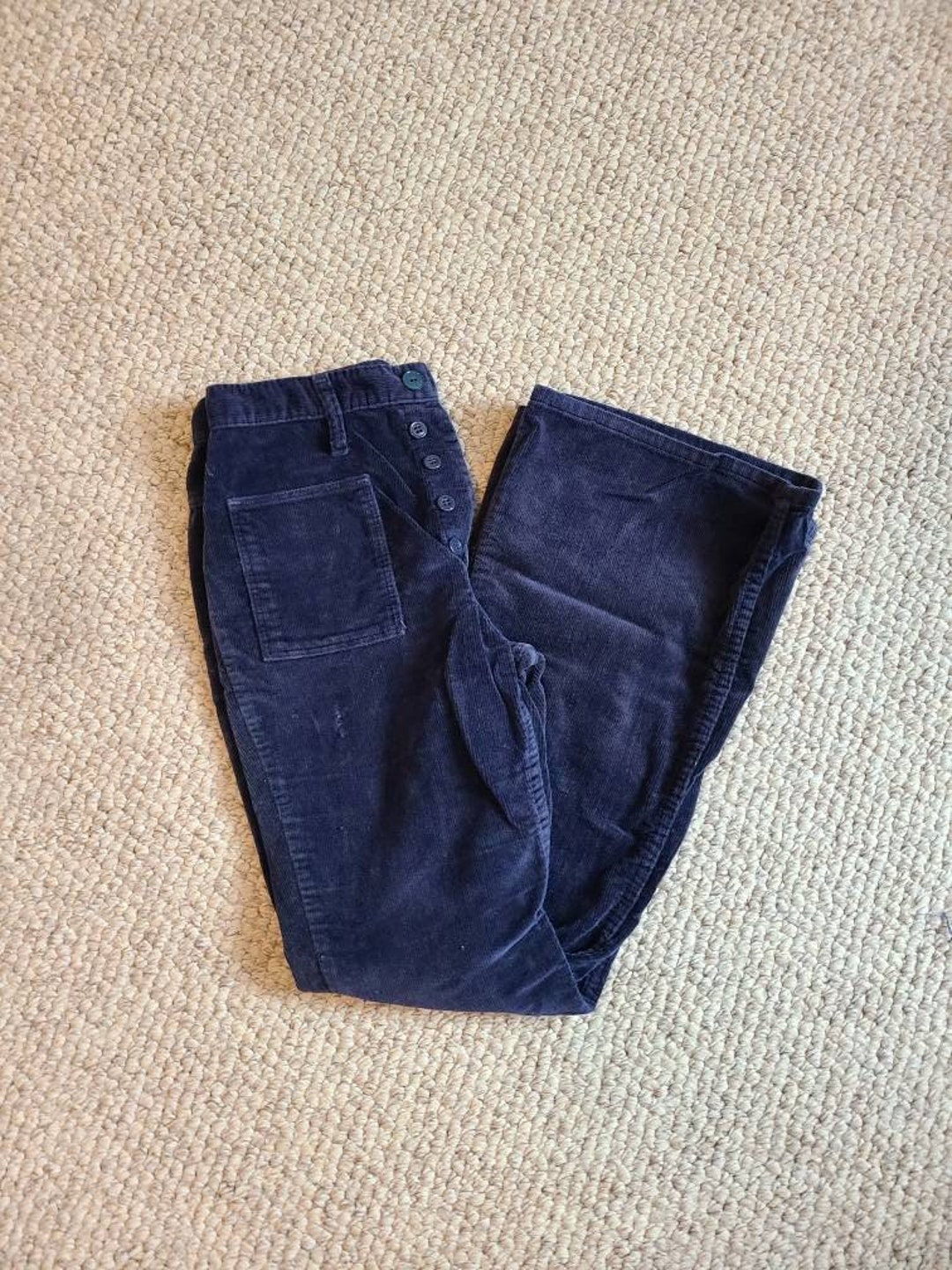 60s 70s Wrangler Cords, Corduroy Pants, Navy Blue, Ladies 11/12, 28x30 ...
