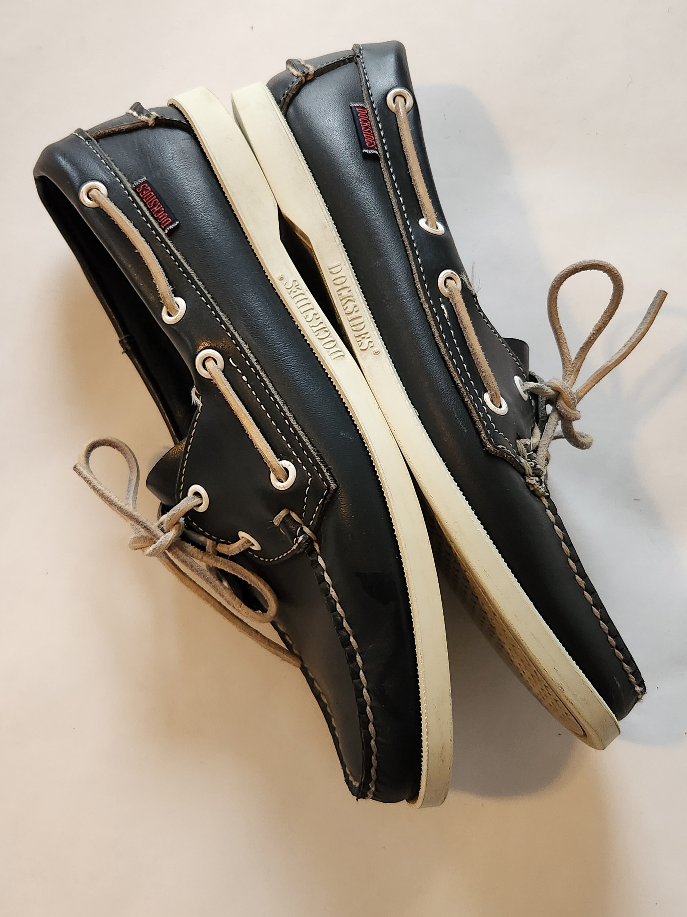 10 Mens 80s Sebago Docksiders, Very Dark Navy Blue Leather With White ...