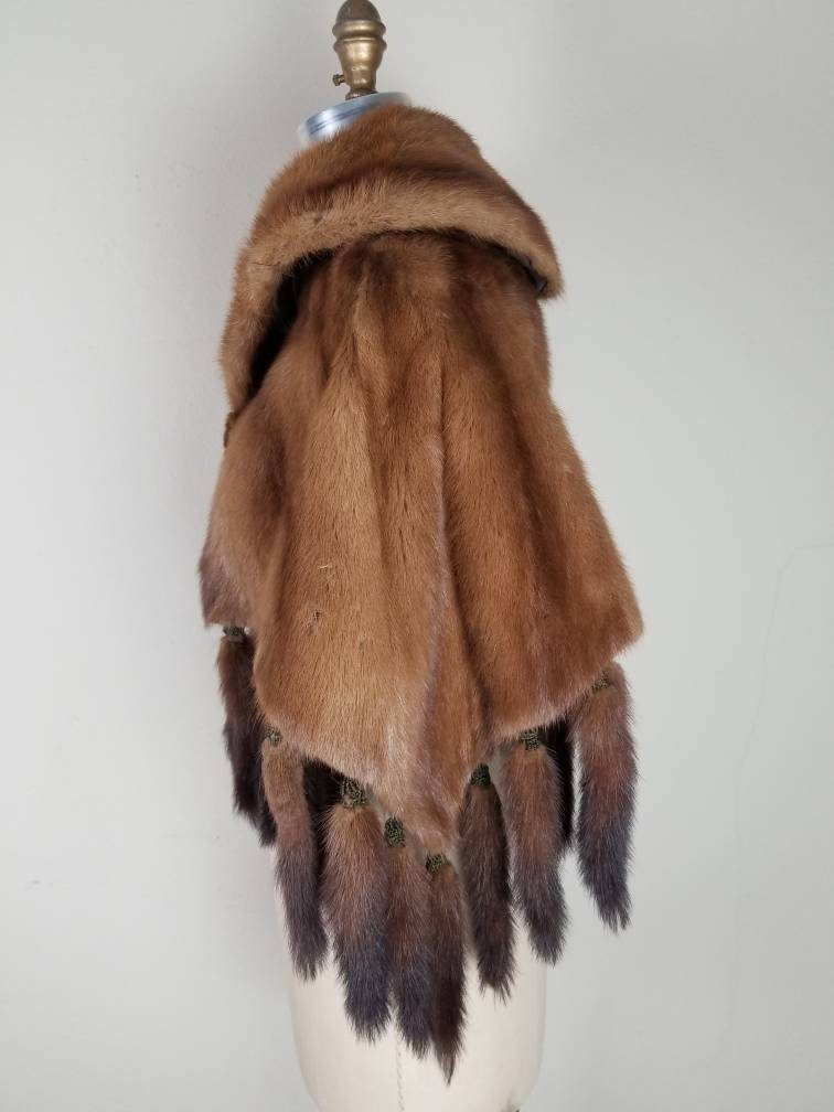Mink Cape With Tails, Vintage Fur - Etsy