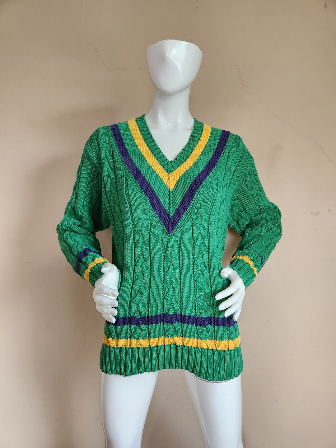 80s GAP Sweater, Iconic 80s Look, Kelly Green, Yellow and Navy, Mens ...