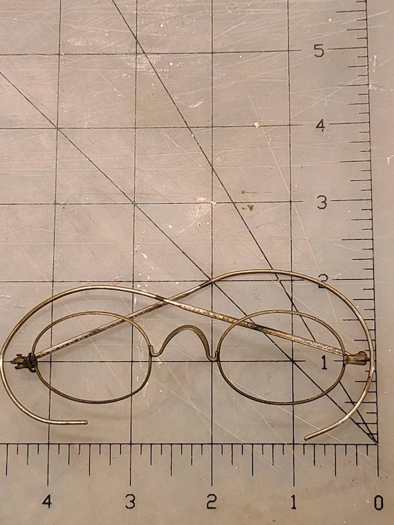 Antique wire rimmed glasses, Ben Franklin style, 1800… - Gem