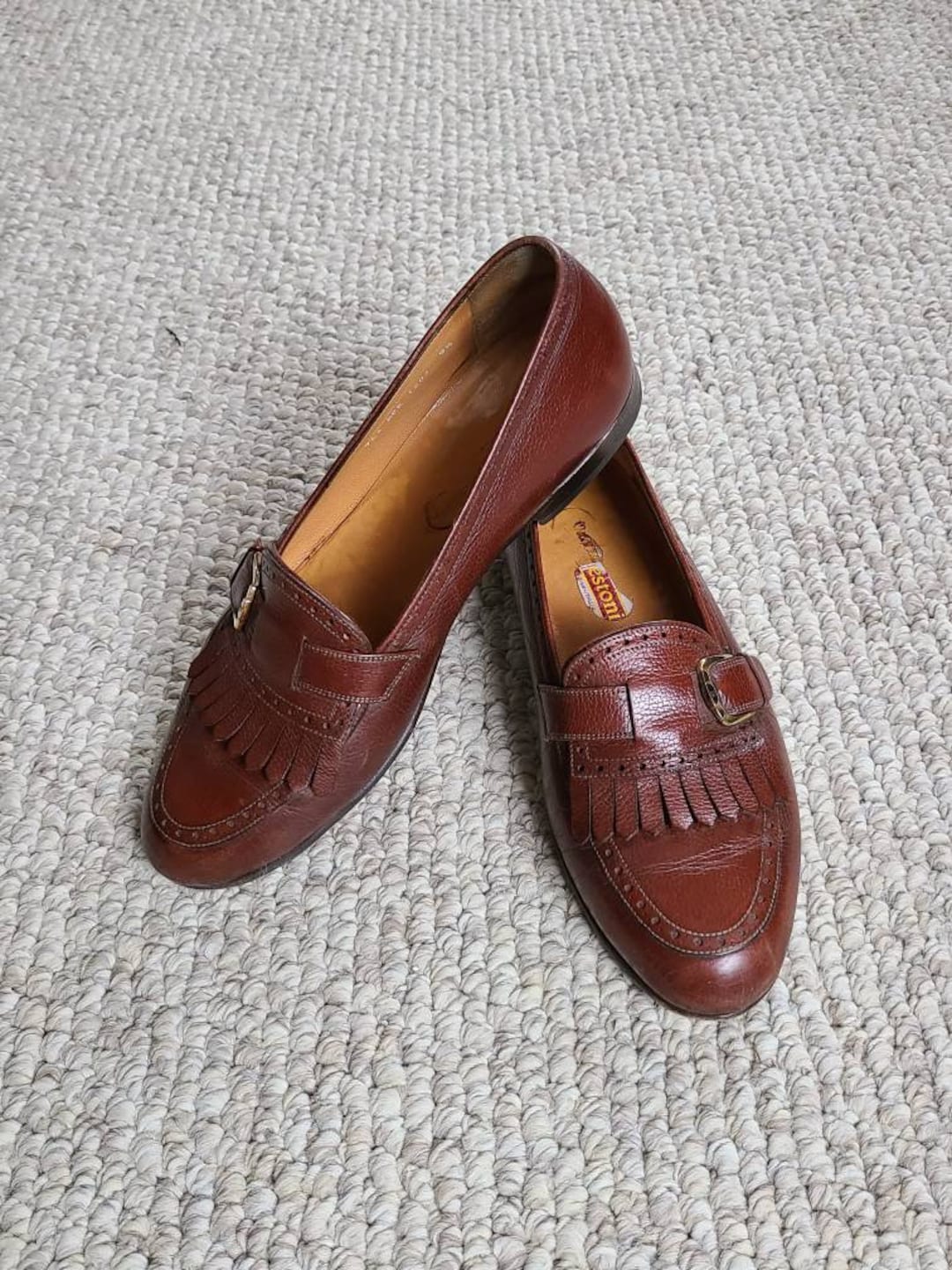 Vintage 9 1/2 Loafers Mens, A Testoni,leather Soles, Cognac Color ...