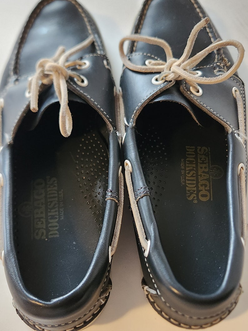 10 Mens 80s Sebago Docksiders, Very Dark Navy Blue Leather With White ...