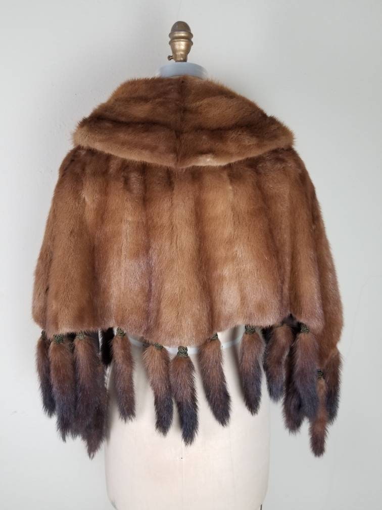 Mink Cape With Tails, Vintage Fur - Etsy