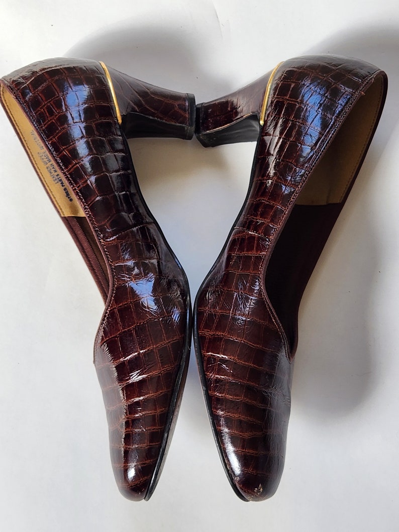 60s 8 1/2 Heels, Ladies Pumps, Brown Leather, Vintage, Selby, Fit Like ...
