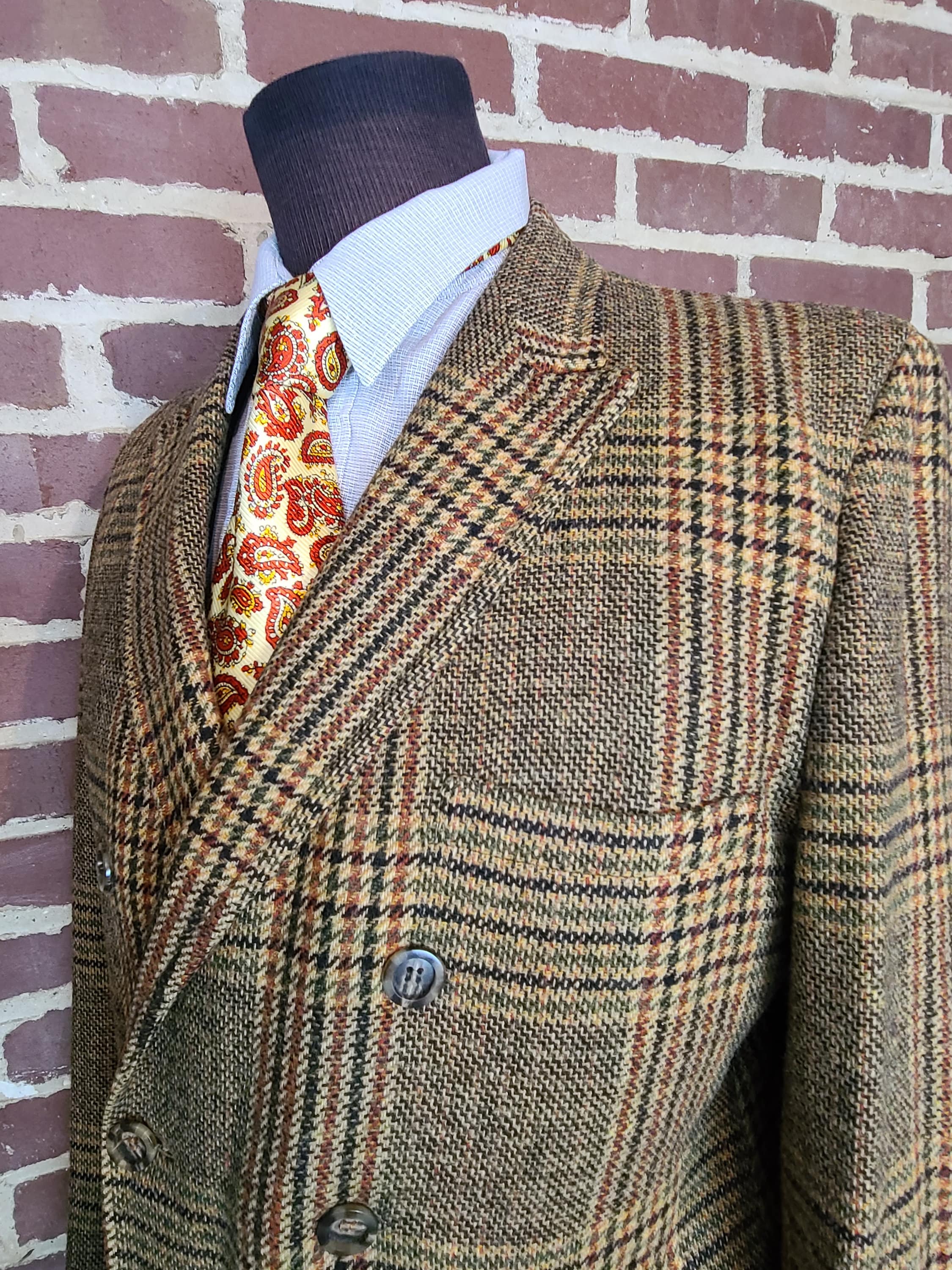 Vintage Tweed Sportcoat, Double Breasted, Mens Wool Blazer, Check ...