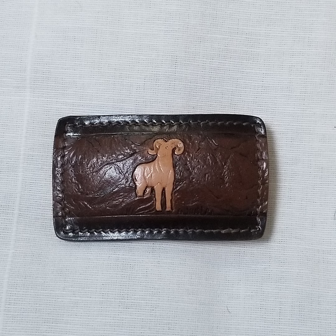 Ram Belt Buckle, Vintage Mountain Sheep Leather Handmade - Etsy