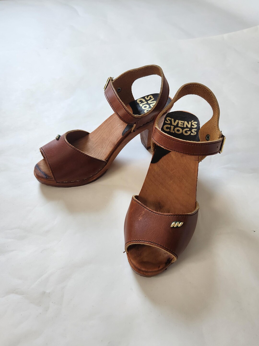 70s Deadstock Clogs With Wooden Soles, Leather, Size 6, Sven's Clogs ...