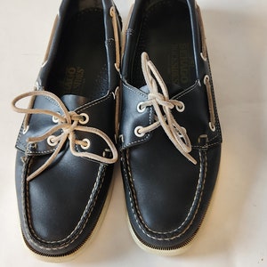10 Mens 80s Sebago Docksiders, Very Dark Navy Blue Leather With White ...