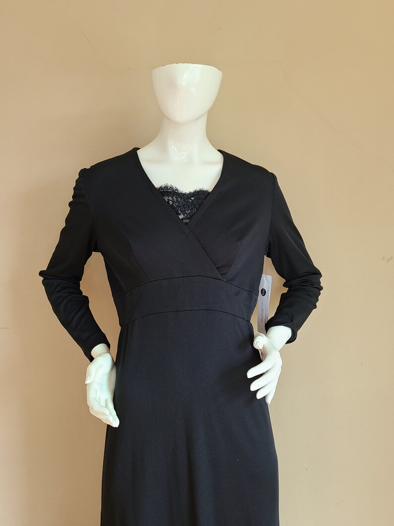 60s Gown, Black Long Mod Dress, Volup, Lace Front Inset - Etsy