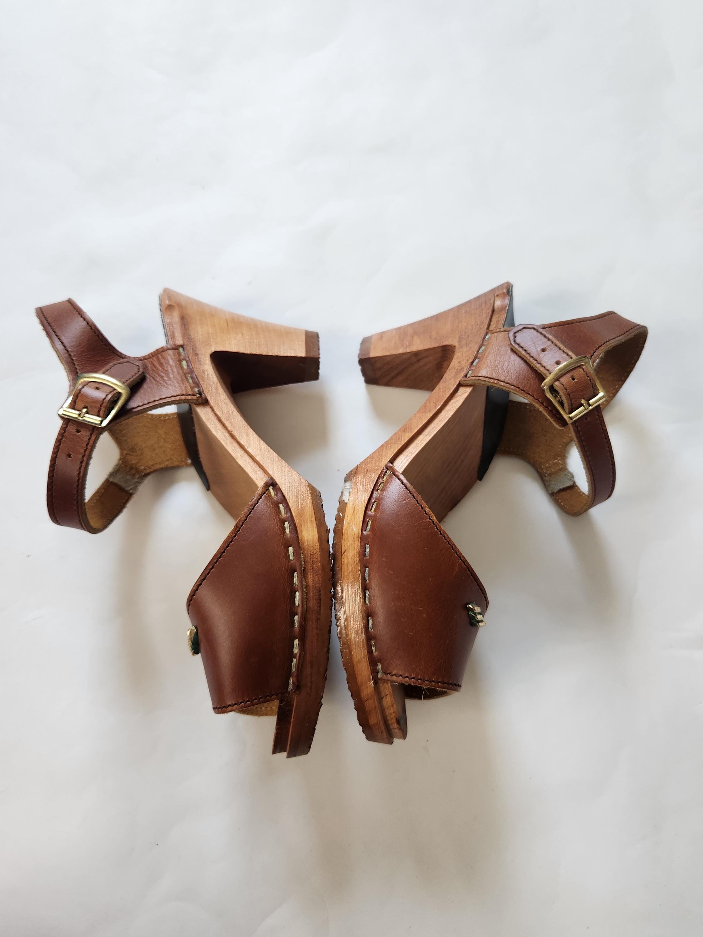 70s Deadstock Clogs With Wooden Soles, Leather, Size 6, Sven's Clogs ...