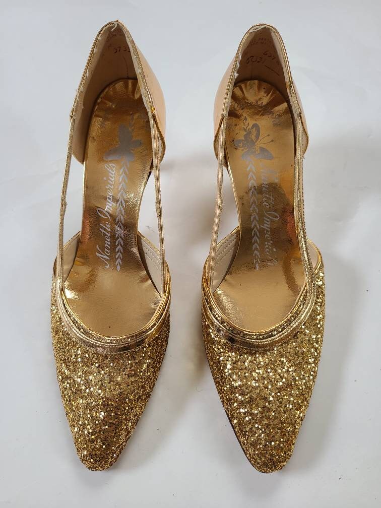 6 50s Heels, Gold Glitter, 2 1/2 Heel - Etsy