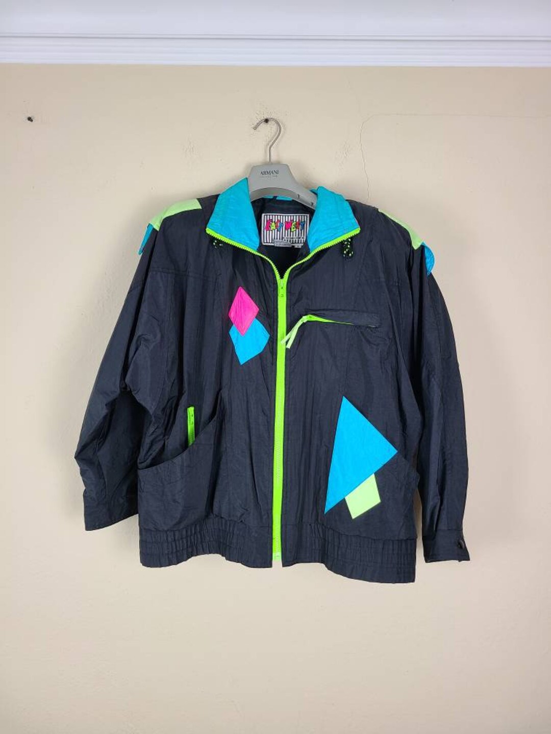Amazing 80s Jacket, Wild Colorblock, EAST WEST, Medium, Unisex ...