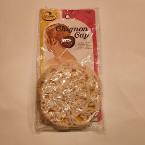 Vintage Chignon Cap in Original Package, Ivory, Hand Crocheted, Acrylic ...