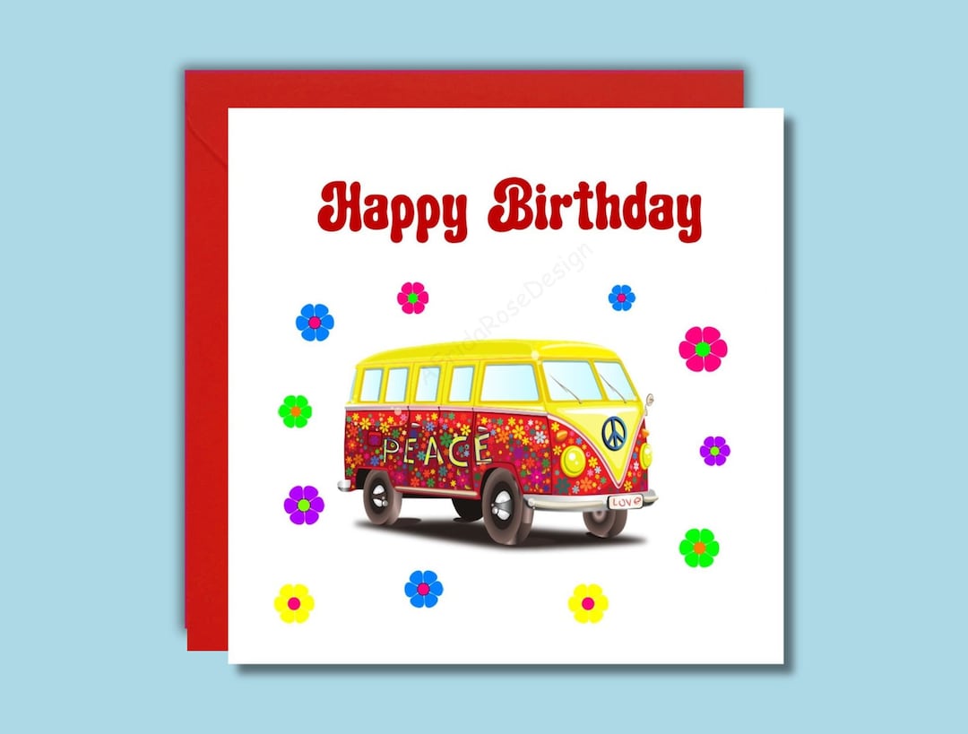 Happy Birthday Greeting Card. Camper Van Birthday Card. Happy Birthday ...