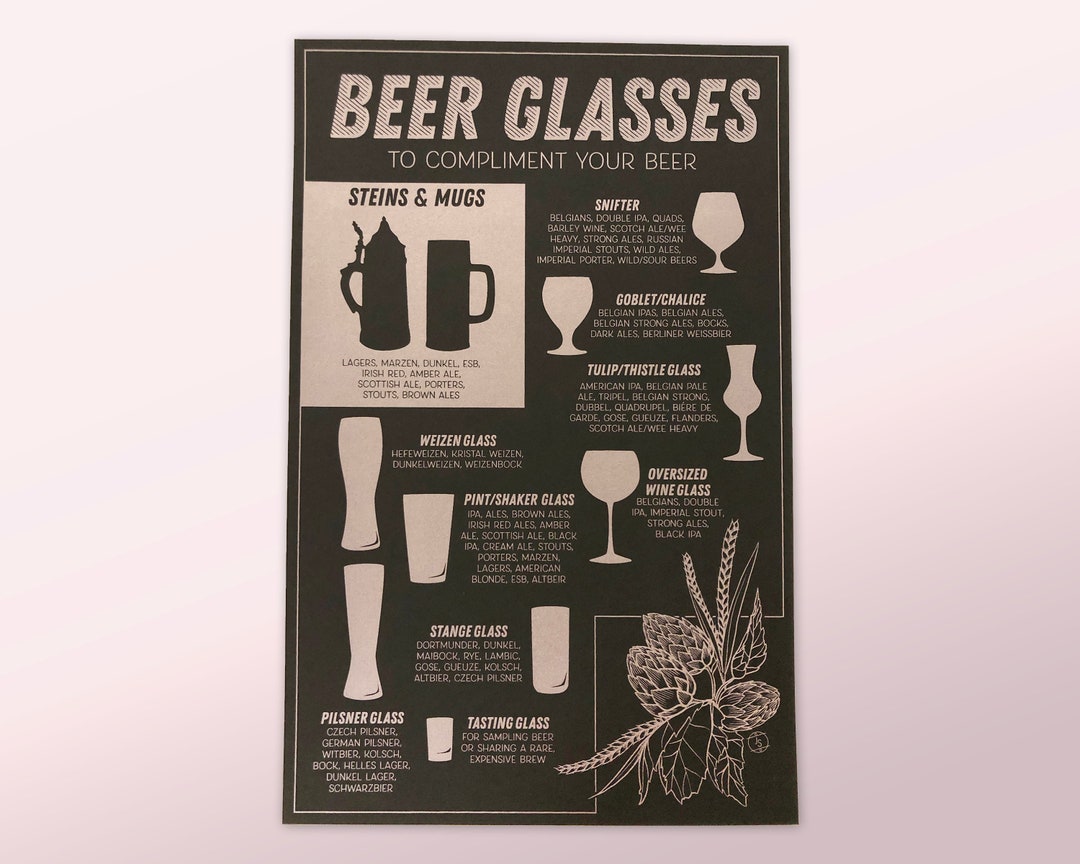 Beer Glasses Chart Art Print - Etsy