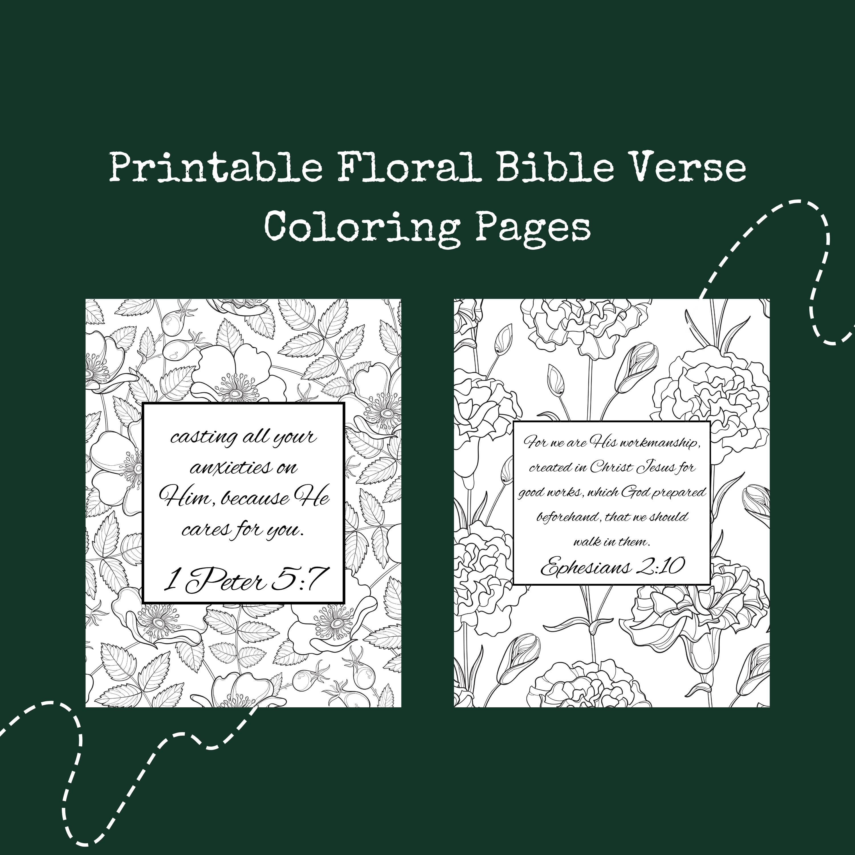 Printable Floral Bible Verse Coloring Pages - Etsy