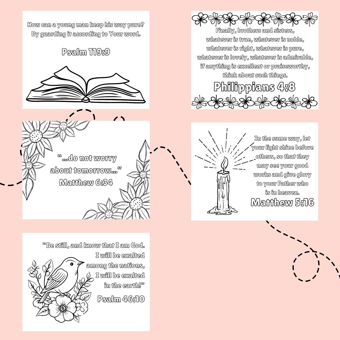 Printable Bible Verse Coloring Pages (20 Count) - Etsy