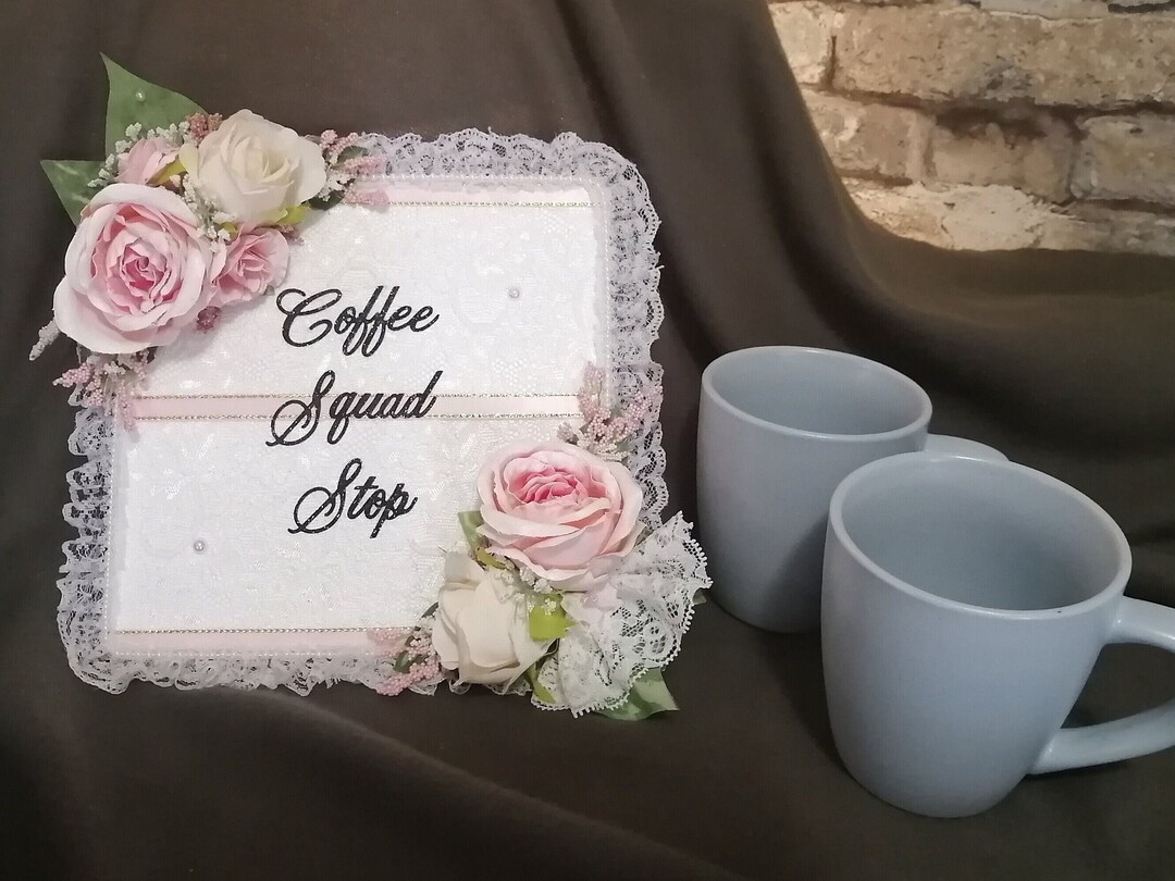 Shabby Chic Decor, Shabby Chic Kitchen, Coffee Squad Sign, Coffee Squad ...