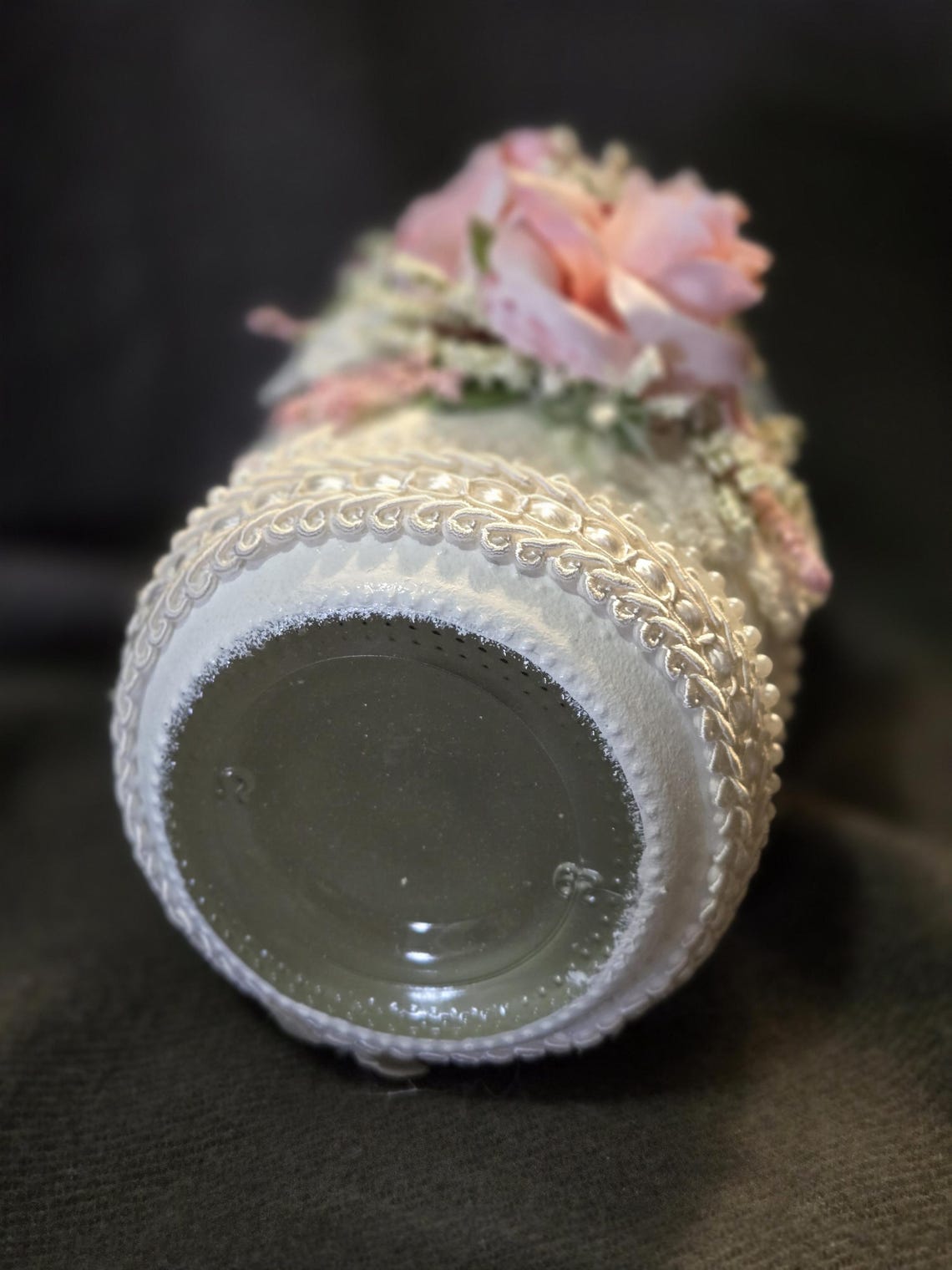 Mason Jar, Shabby Chic Glass Jar, Glass Jar, Shabby Chic Decor, Shabby ...