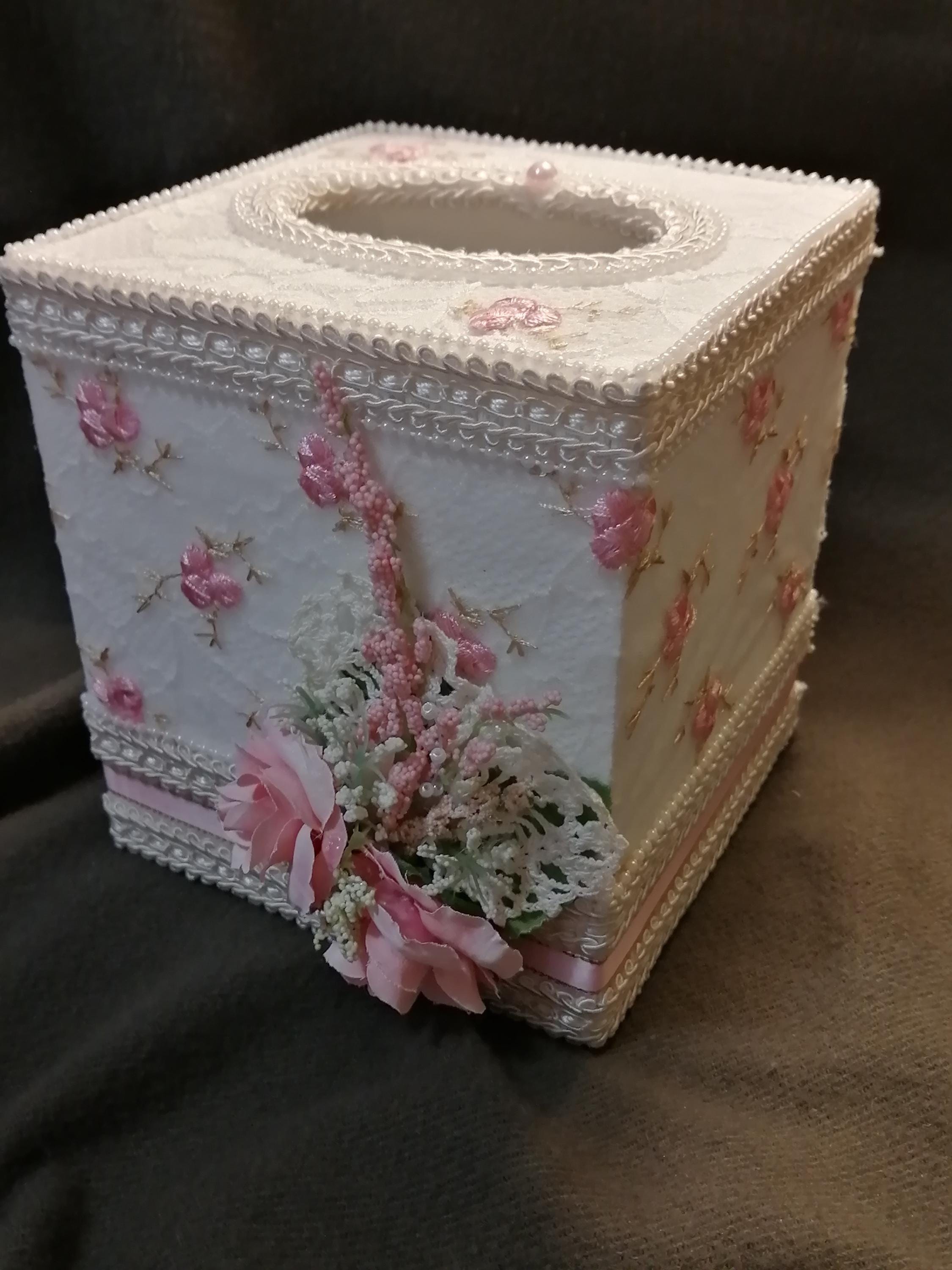 Tissue Box Cover, Shabby Chic Decor, Shabby Chic Tissue Box Cover, Pink ...