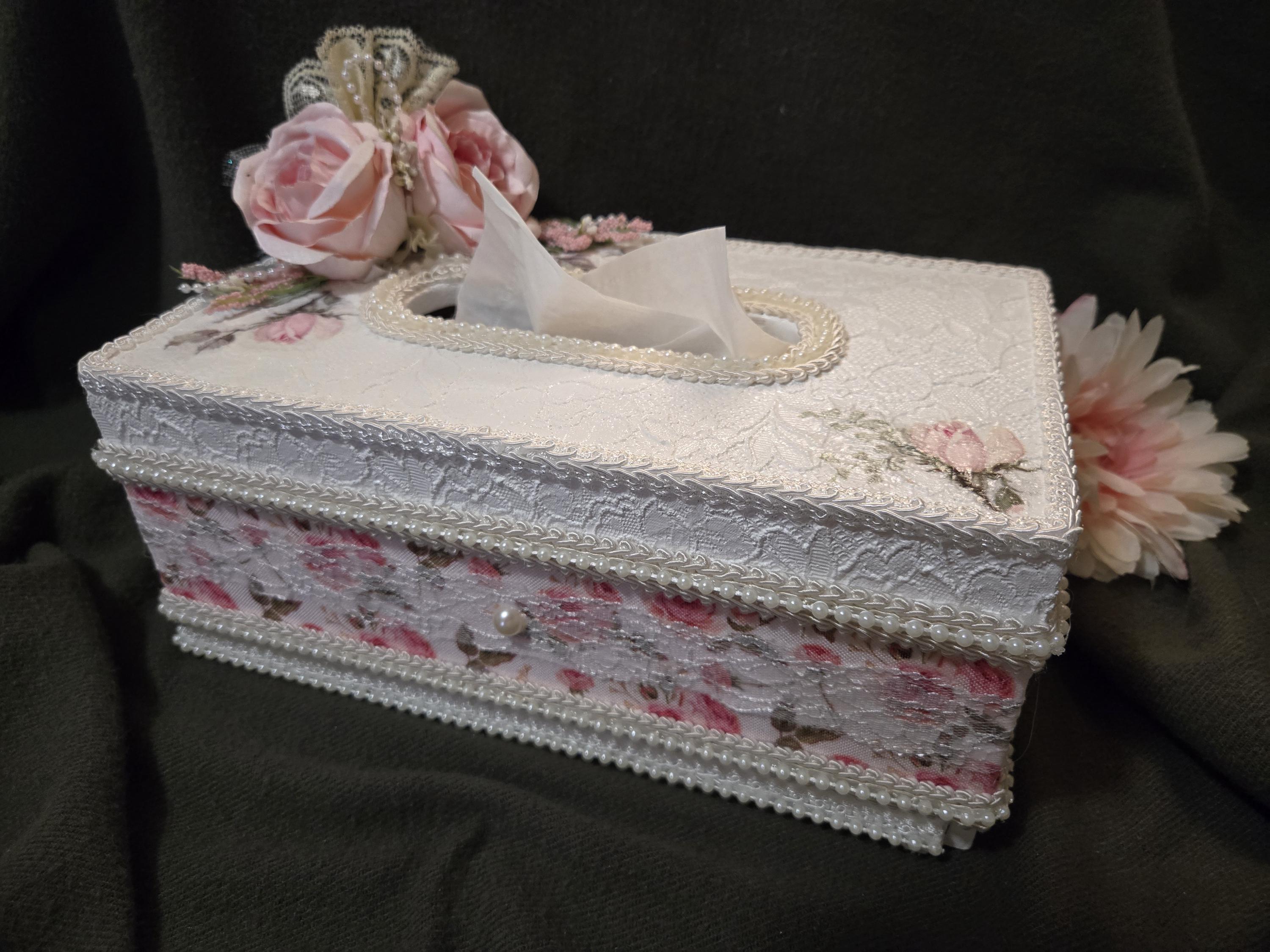 Tissue Box Cover, Large Tissue Box Cover, Shabby Chic Decor, Shabby ...