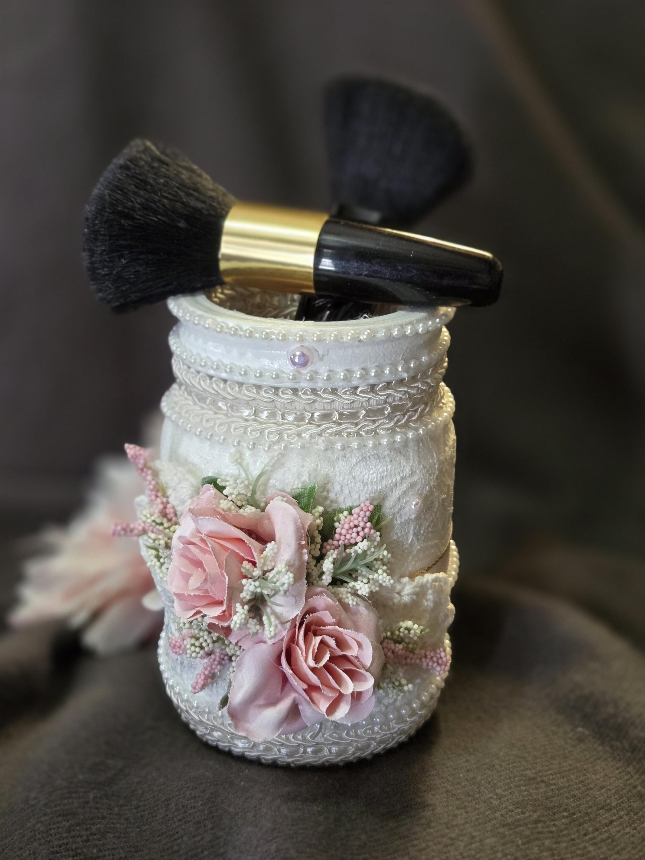 Mason Jar, Shabby Chic Glass Jar, Glass Jar, Shabby Chic Decor, Shabby ...