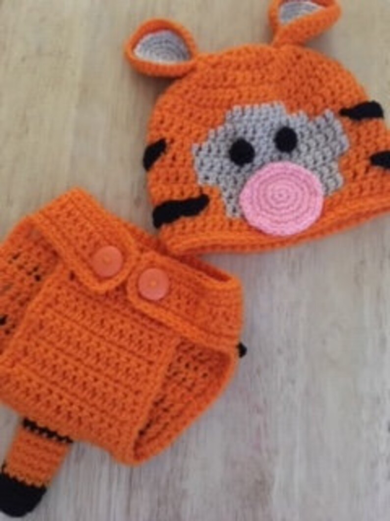 Tigger Inspired Crochet Beanie and Diaper Cover Set - Etsy