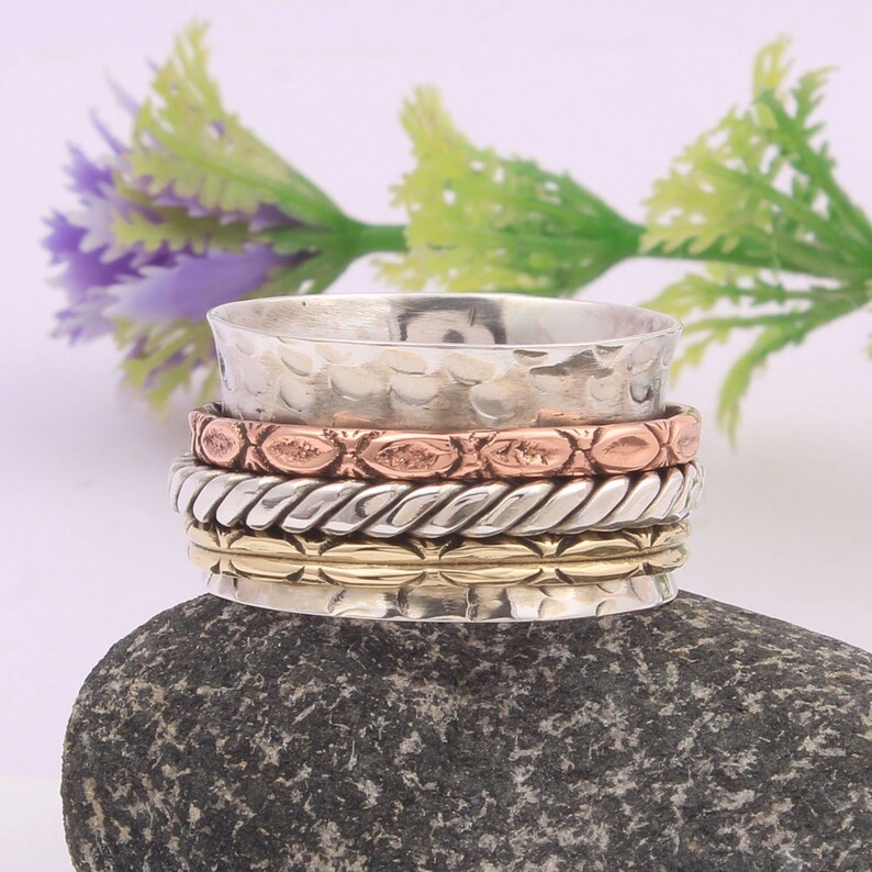 Spinner Ring Tri Color Spinning Ring Spin Ring Meditation - Etsy