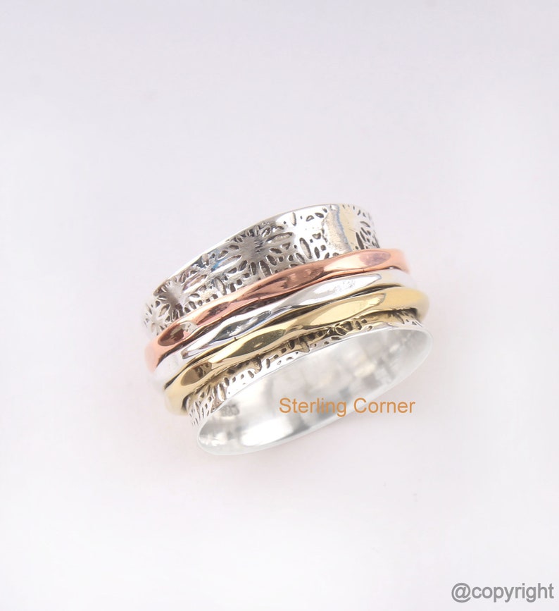 Rising Sun Texture Ring Spinner Ring Spinning Ring Worry | Etsy