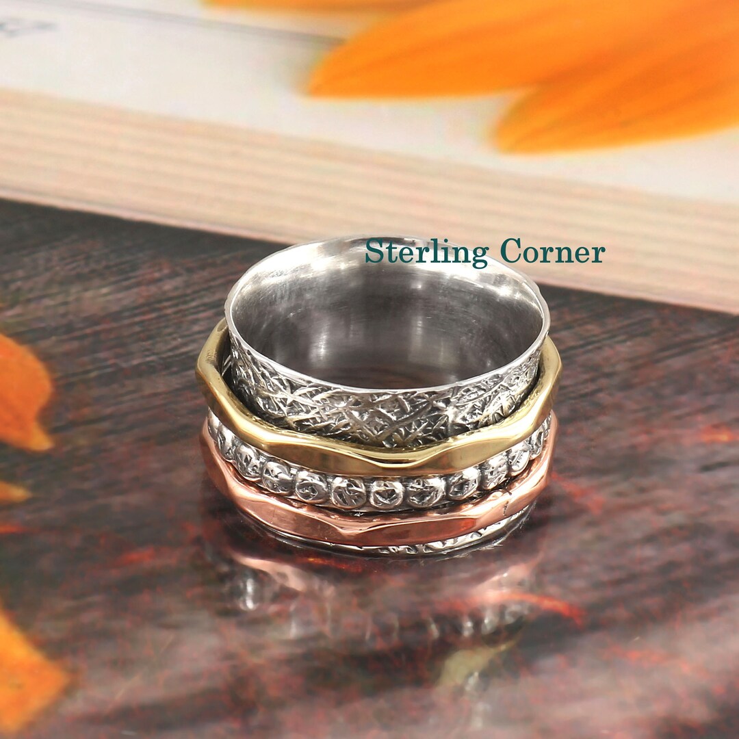 Life of Tree Texture Spinner Ring, Meditation Ring, Spinning Statement ...