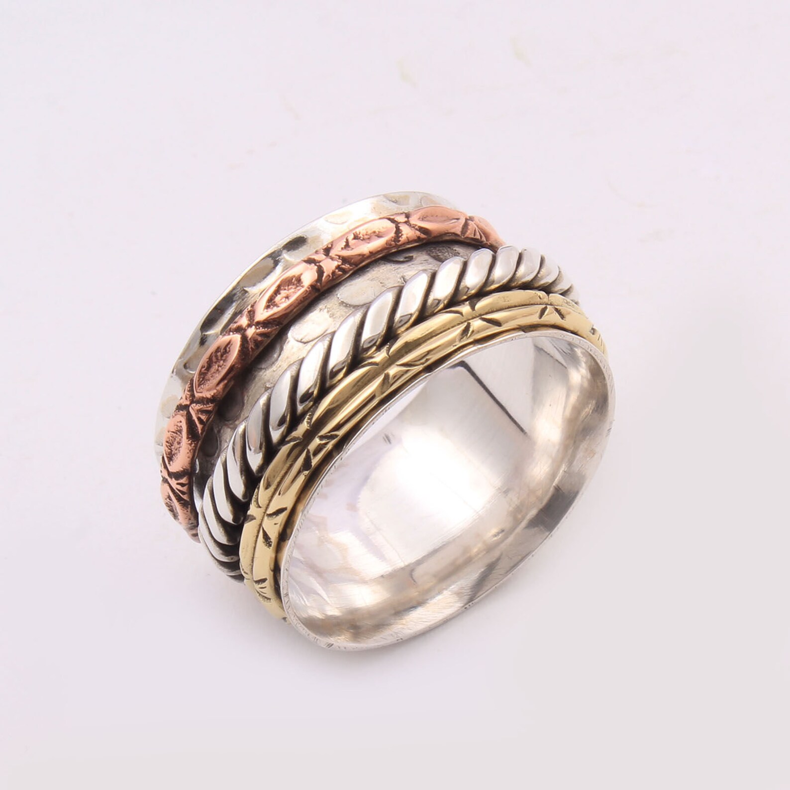 Spinner Ring Tri Color Spinning Ring Spin Ring Meditation - Etsy