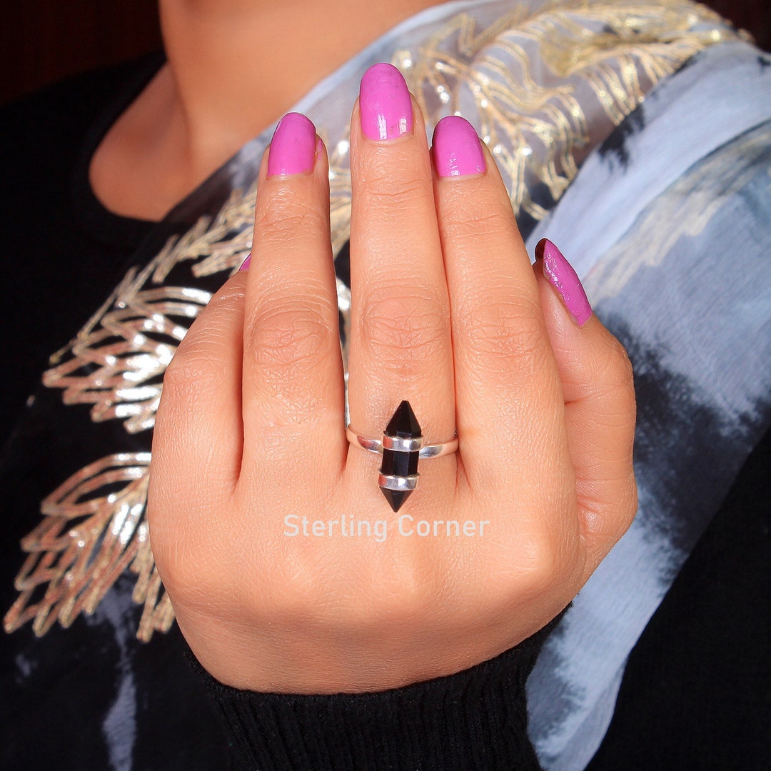 Pencil Shape Ring Designer Black Onyx Ring Gemstone Ring - Etsy