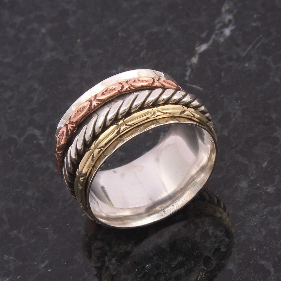 Spinner Ring Tri Color Spinning Ring Spin Ring Meditation - Etsy